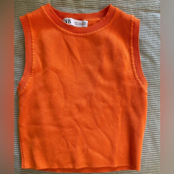 Zara | Sweaters | Zara Knit Sleeveless Orange Crop Top | Poshmark